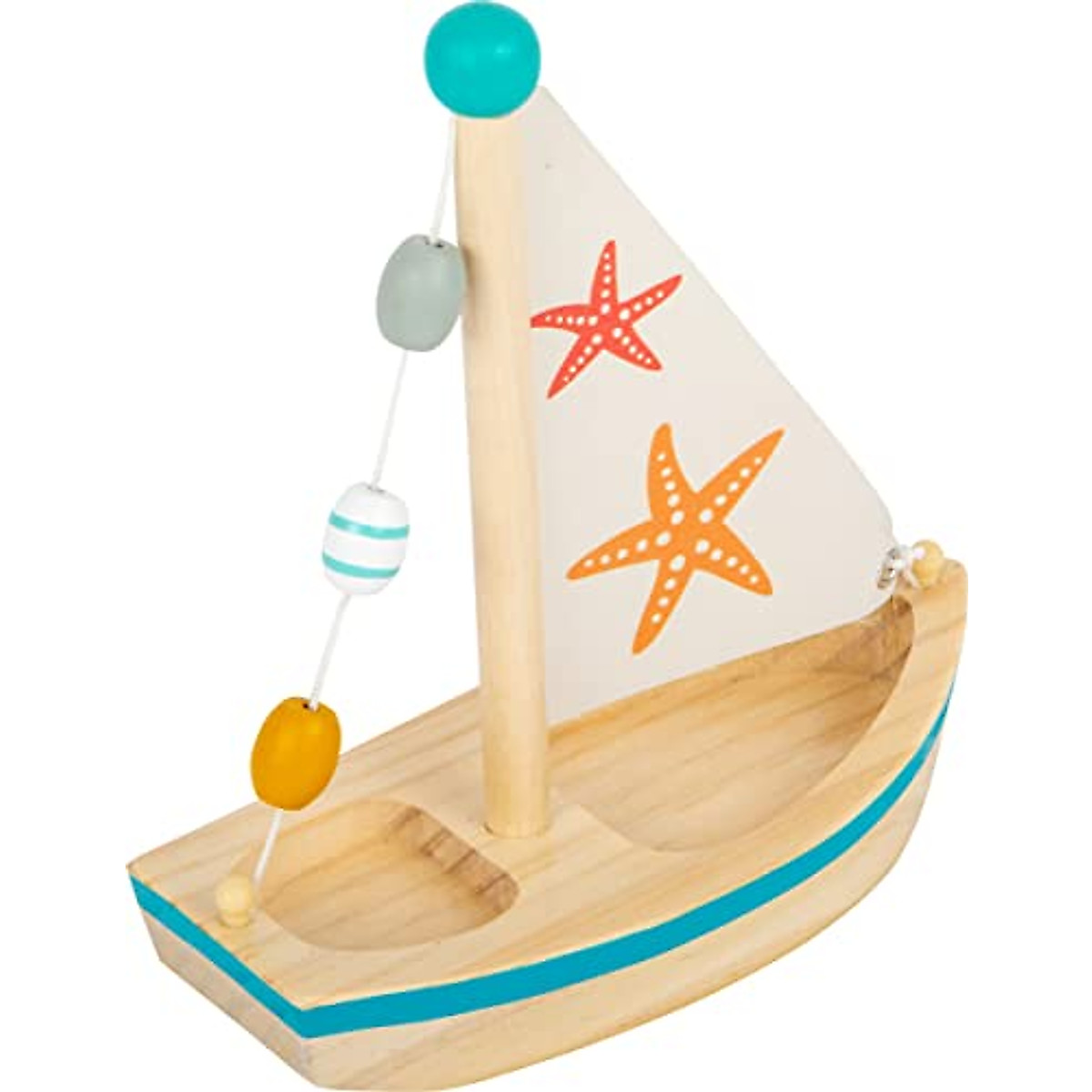 small foot wooden toys Starfish Sailboat Premium Water Toy, Multicoloured