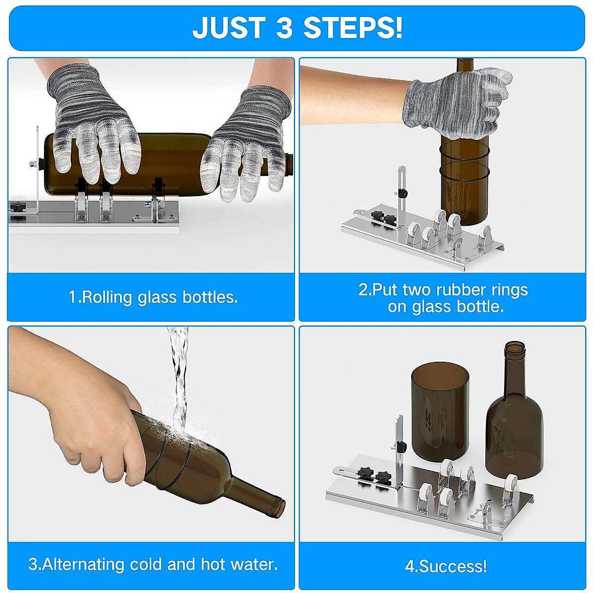 Glass Bottle Cutter, Upgraded Glass Cutter for Bottles with Glass Cutting Oil, Glass Cutting Kit for Wine, Beer, Liquor, Whiskey, Alcohol, Champagne, Bottle Cutter for Round Bottles by Camdios