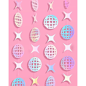 xo, Fetti Iridescent Disco + Sparkle Hanging Garland - 4 pcs, 12' | Last Disco Bachelorette, Groovy Birthday Party Decorations, Cute Retro Photo Backdrop, HBD, Photo Booth, Space Cowboy