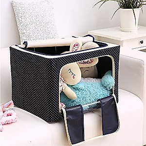 WWWUUU Storage Boxes 72L,Oxford Cloth Steel Frame Storage Box Bag, Easy to Fold with Sturdy Zipper,Storage for Clothes,Bed ,Blankets,Bedding,Pillow 19.7x15.7x14.2 IN (Blue, 4X 72L) (Red, 2 x 72L)
