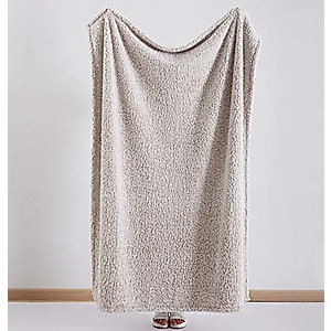 Ultra Soft Cozy Sherpa Throw Blanket, 2 Tones Ombre Light Brown Pattern Reversible, Light Weight Warm Decorative Boho Style Throw Blanket Cover for Sofa, Couch, Bedroom,Travel, 50”x60”