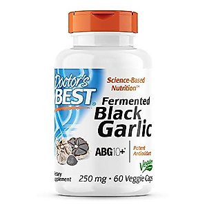Doctor's Best Black Garlic Extract ABG10+ ® 250mg Supports Healthy Blood Pressure Cholesterol Boost Immunity Potent Antioxidant, 60 Count