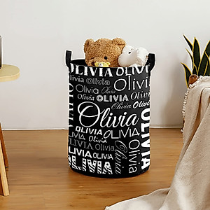 Custom Laundry Basket Personalized Collapsible Laundry Hamper with Name Customized Dirty Clothes Storage Basket with Handle for Bedroom（Style 08）
