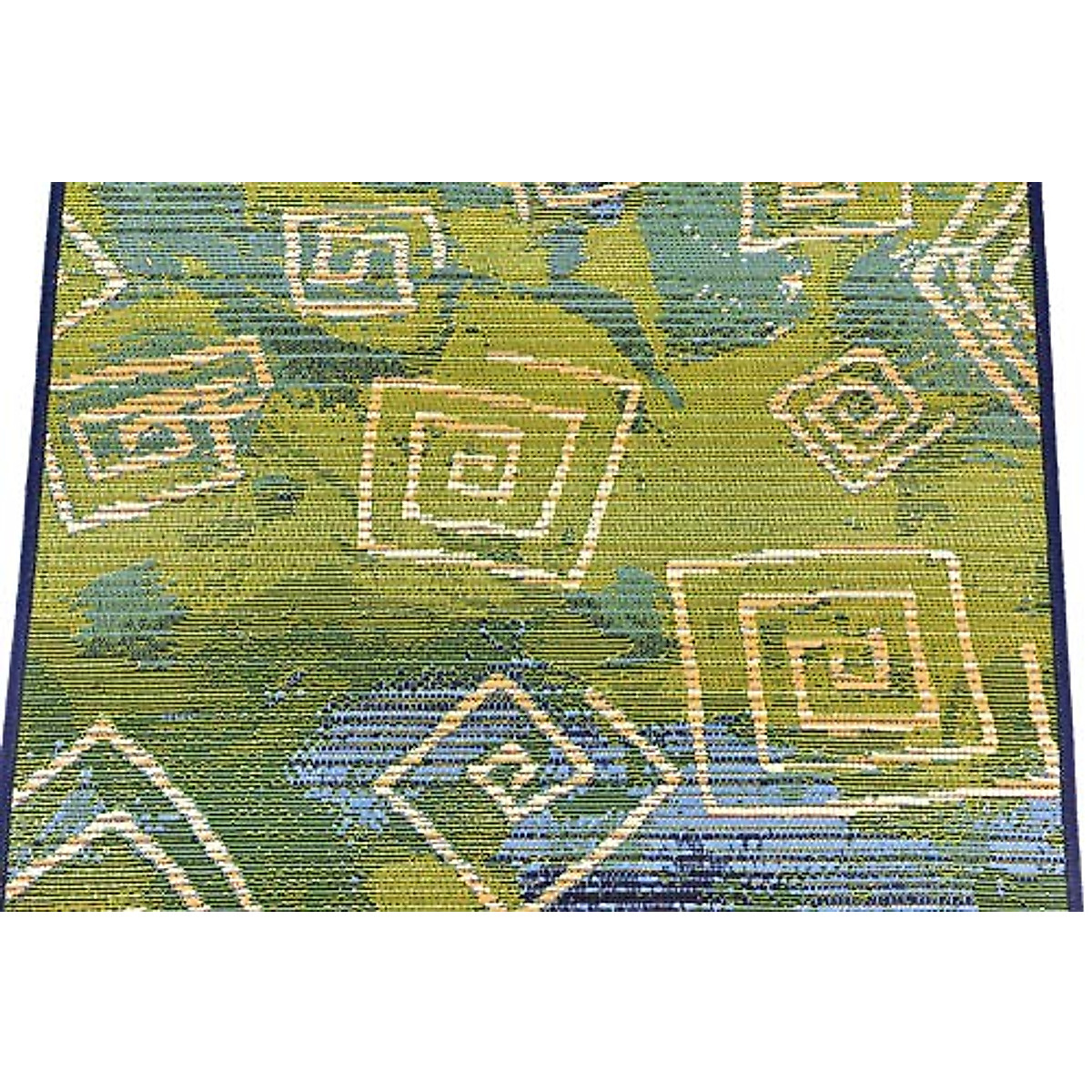 Unique Loom Modern Collection Abstract, Geometric, Spirals, Vintage, Indoor and Outdoor Area Rug, 2' 0" x 6' 0", Navy Blue/Green