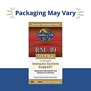 Garden of Life RM-10 Ultra Ultimate Broad Spectrum Immune Support System for Cell Function, DNA Methylation Complex & Organic Mushroom Blend, 90 Count