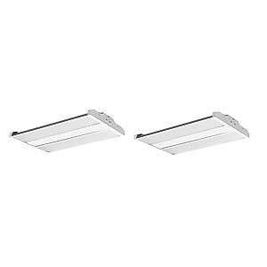 WareLight Oslo Compact Linear High Bay Fixture - 11,000 Lumens, 78 Watt, CCT Selectable, 120-277V LED Light, 16.5 x 10.2 x 1.8 Inches, White, Pack of 2