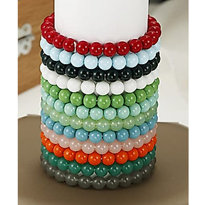 BOMAIL 12Pcs 8mm Beaded Stretch Bracelet Handmade Round Glass Bracelet for Women Multicolor Matte Beads Elastic Bracelet Gifts