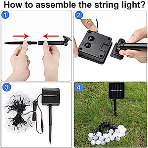 Sakruda Solar String Lights 60LEDS 37FT,Solar or USB Powered,Waterproof Crystal Balls with 8 Lighting Modes,Outdoor Garden Fairy Light for Patio Lawn,Home,Wedding Party,Christmas Decoration(White)