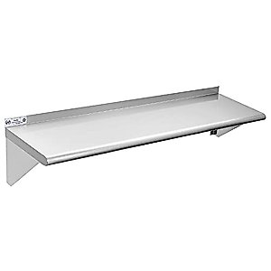Hally Stainless Steel Shelf 12 x 48 Inches 280 lb, NSF Commercial Wall Mount Floating Shelving for Restaurant, Kitchen, Home and Hotel