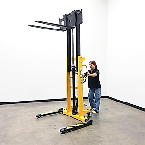 Vestil VHPS-2200-AA Man Stacker Adj Forks/Legs 2.2K, Yellow