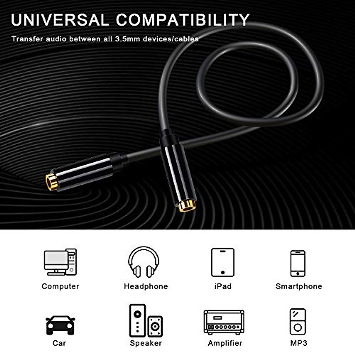 ANDTOBO Aux Connector,3.5mm TRRS Female to Female Stereo Coupler Plug Adapter- 3.3 Ft/40 inch