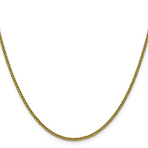 IceCarats 14K Yellow Gold 2mm 3 Wire Spiga Wheat Link Chain Necklace 16 inch
