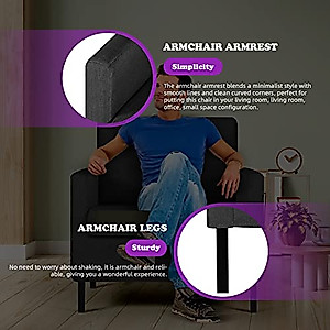 TYBOATLE Modern Upholstered Linen Fabric Accent Arm Chair Set of 2, Living Room Single Sofa Chairs w/Metal Legs, Reading Lounge Armchair for Small Spaces, Apartment, Bedroom, Office (Dark Gray)