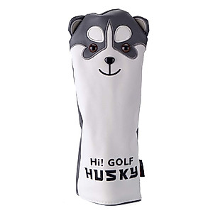 PLUSKER 1PC Golf Club Head Cover for Driver Synthetic Leather with Husky Pattern Design Creative Golf Headcover