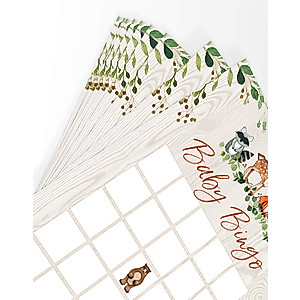 Printed Party Woodland Baby Shower Game - Baby Bingo, Set of 50