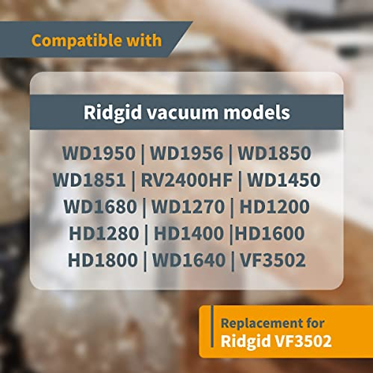 POWERTEC 75002P2 (4PK) Filter Bags for Ridgid VF3502 12-16 Gal Wet Dry Vacuum