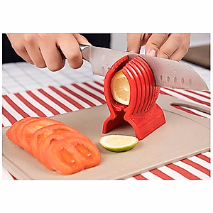 WOIWO Multi use Tomato Slicer Holder Potatoes Round Fruits Vegetables Tools Kitchen Cutting Aid Get Perfectly Sliced Tomato And Vegetable Slices With Half The Prep Time