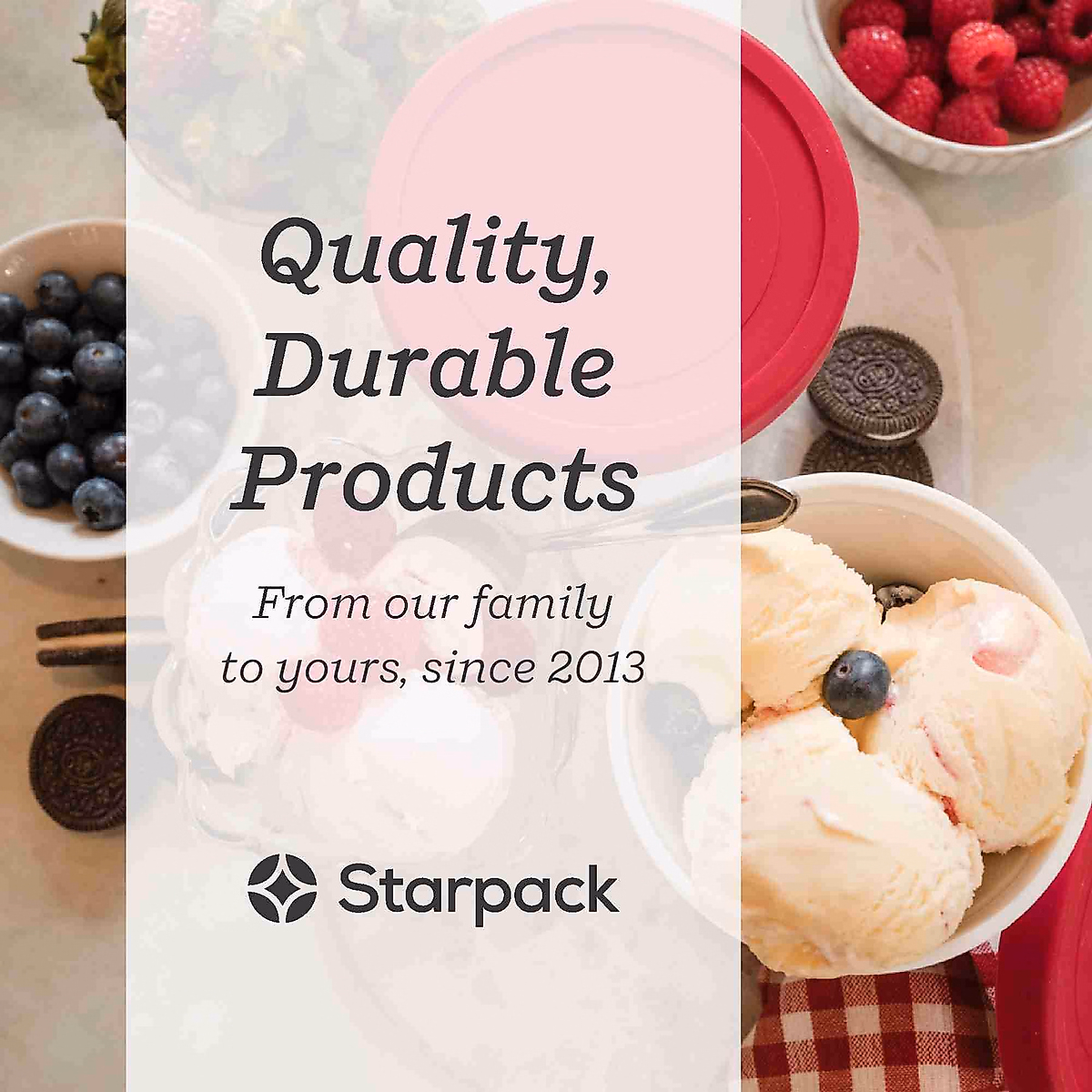 StarPack Ice Cream Containers for Homemade Ice Cream (2 Pcs) - Reusable Ice Cream Storage Containers for Freezer - Leak-Free Ice Cream Containers with Lids (Silicone) - 1 Liter per Ice Cream Container