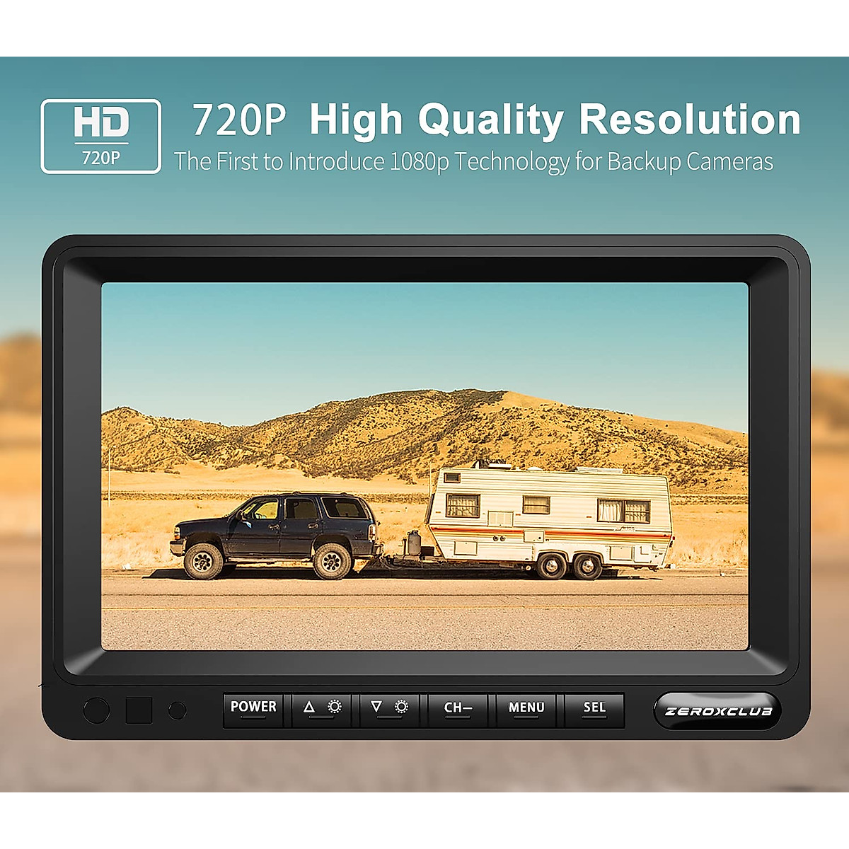 ZEROXCLUB HD Wired Backup Camera System Kit, Sharp CCD Chip, 100% Not Wash Up, IP69 Waterproof Rear View Camera + 7’’ LCD Monitor Reversing for Truck/Semi-Trailer/Box Trucks/RV (ERY01)