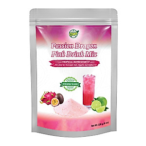 Passion Dragon Pink Drink Mix - Natural Pitaya Dragon Fruit Powder & Passion Fruit Refresher - CHAVI - 8 OZ - Natural Superfood - Rich in Antioxidants and Vitamin C