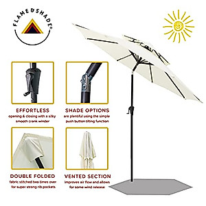 FLAME&SHADE 9 ft Double Top Outdoor Market Patio Table Umbrella with Tilt, Ivory