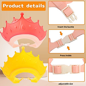 Baby Shower Cap Shield,Adjustable Silicone Bathing Hat,Cute Crown Shape Shampoo Hat,Soft Shower Protection Hat,Funny Hair Washing Shield,Bath Cap Visor Cap for Toddlers Kids Baby Children (Yellow)