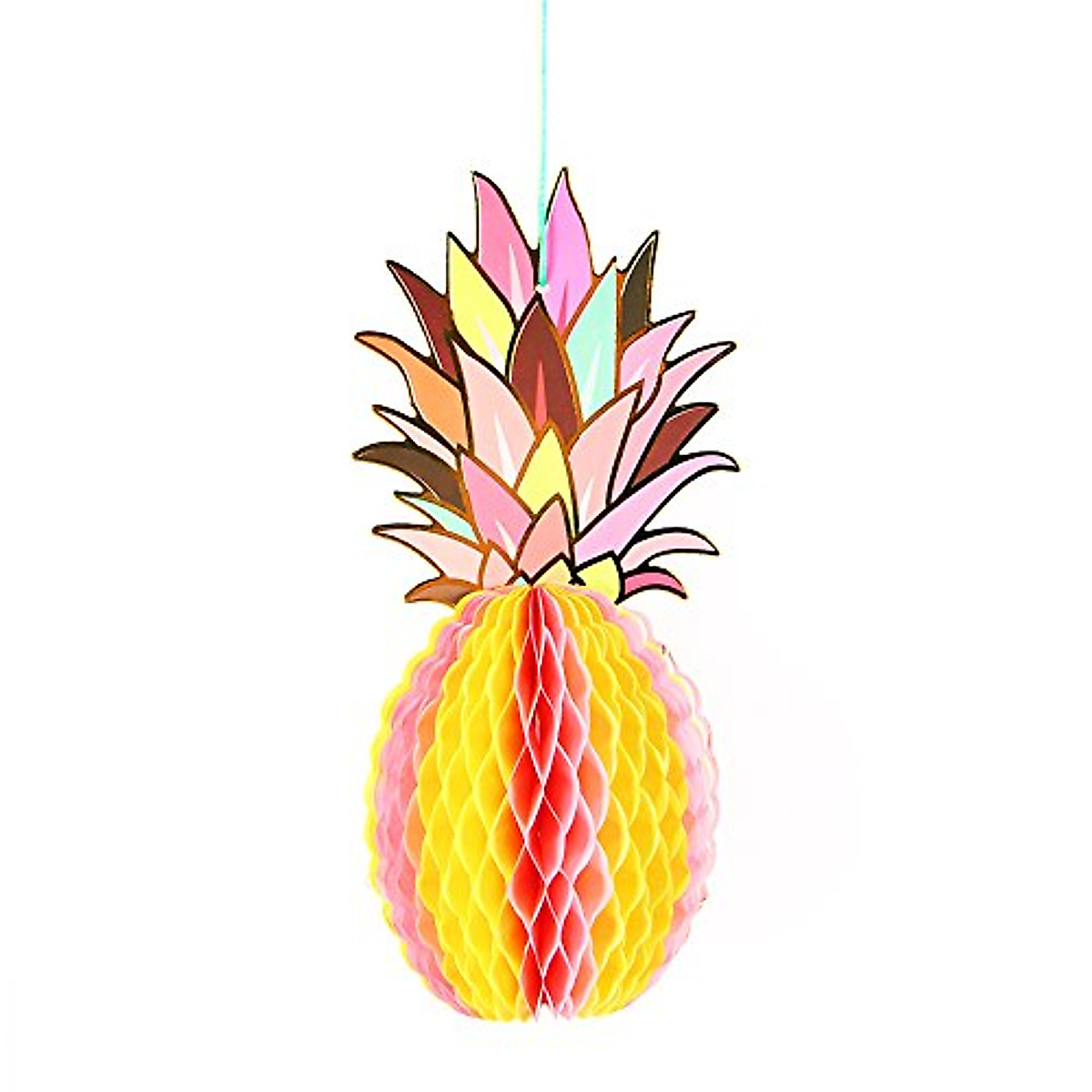 paper jazz Luao Pineapple Party Decorations Honeycomb Centerpieces Table and Hanging Decorations for Hawaiian Luau Tiki Beach Wedding Tropical Fruit Summer Party, Multicolored (3 Pack)