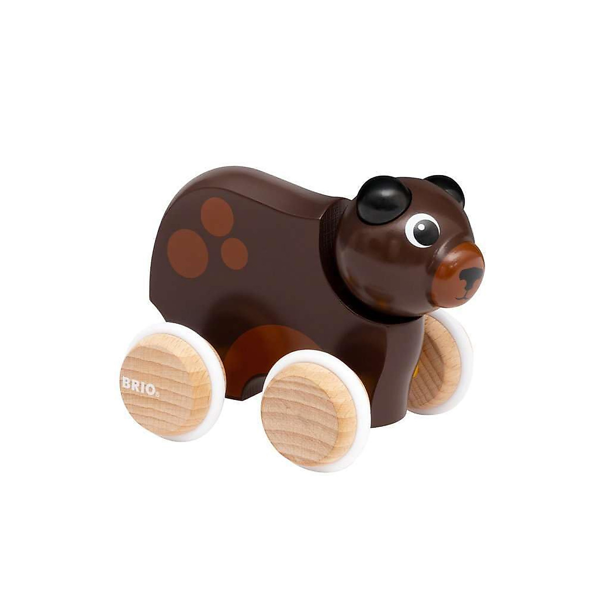 BRIO 30338 Push Along Bear | The Perfect Playmate for Your Toddler, White