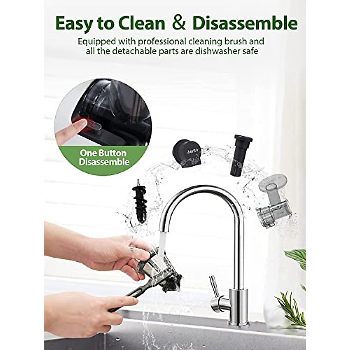 Aeitto Cold Press Juicer, BPA Free Slow Juicer, Easy to Clean, Juicer Machines with Quiet Motor & Reverse Function, Masticating Juicer for Vegetable and Fruit