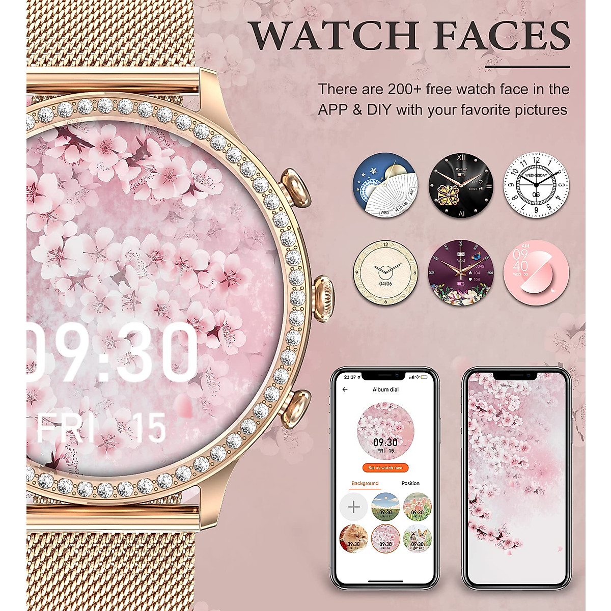 Iaret Smart Watch for Women (Call Receive Dial), Smart Watches for Android iOS Phones 1.32" Touchscreen Smartwatch with AI Voice Control Heart Rate Sleep Monitor Pedometer Waterproof Activity Tracker