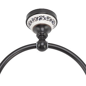 Towel Rings, Bathroom Wall Mounted Round Towel Rack Black Antique Round Towel Holder Bath Hand Towel Rack for Home