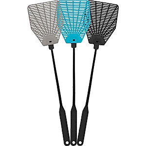 OFXDD Rubber Fly Swatter, Long Fly Swatter Pack, Fly Swatter Heavy Duty, Total Random Colors (3 Pack)