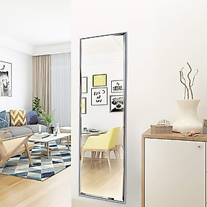 PETAFLOP 14x48 Inch Full Length Mirror Wall Mounted Rose Gold and White