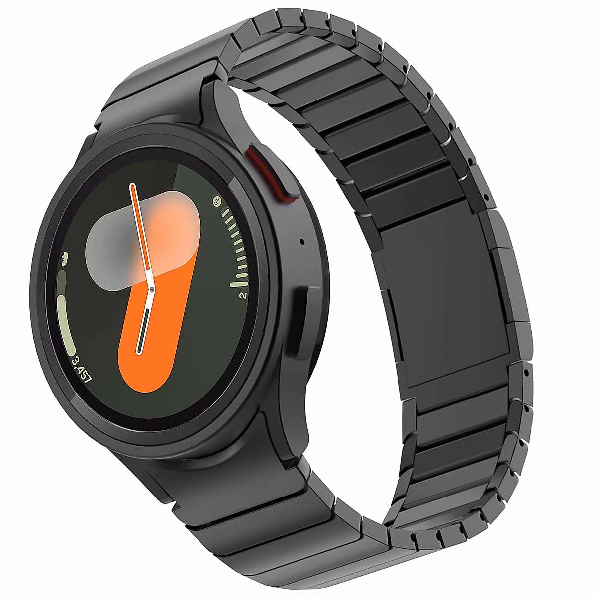 CHANCHY Stainless Steel Band for Samsung Galaxy Watch 7, No Gap Link Bracelet with Magnetic Clasp Metal Strap for Galaxy Watch 7 FE 6 5 4 Band 40mm 44mm 45mm 43mm 47mm 42mm 46mm for Men, Black