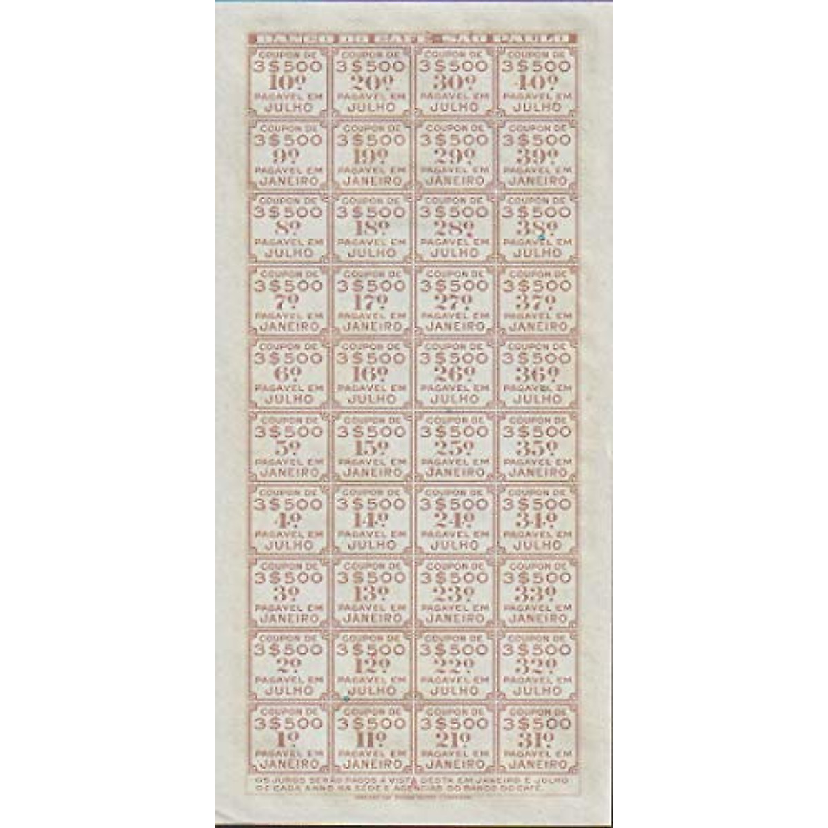 1890 BR LG RARE ORNATE BANCO DO CAFE (COFFEE BANK) BILL! 1 OF EARLIEST BANKS IN BRAZIL! HISTORIC! 100 MIL REIS Crisp Uncirculated w Negligible Edge Toning