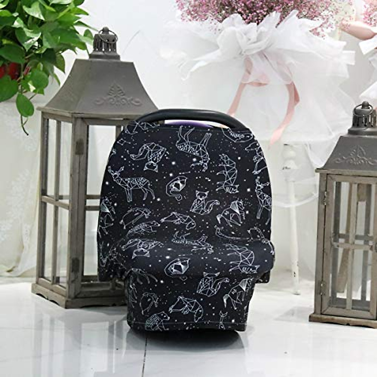 Wallfire Baby Nursing Cover, Multi-Function Breastfeeding Cover Baby Car Seat Canopy Stroller Cover Stretchy Nursing Cover - Constellation