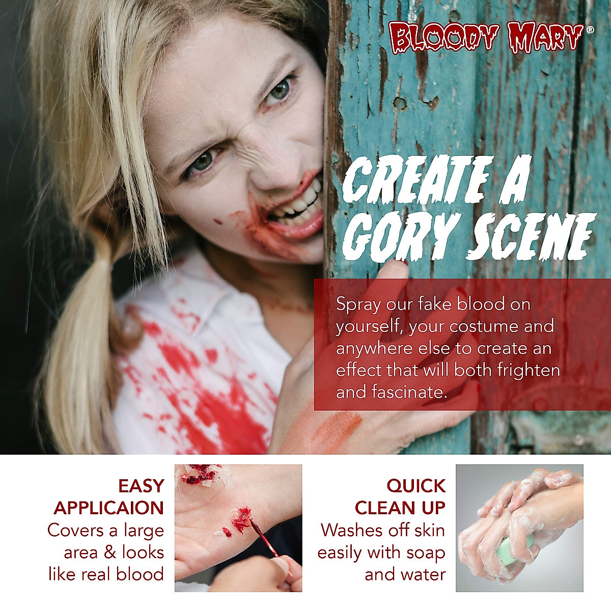 Bloody Mary Fake Blood Makeup Spray - 0.25oz - for Theater and Costume or Halloween Zombie, Vampire and Monster Dress Up