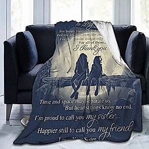 Maylian Fleece Blanket to My Sister Best Friend Bestie Printed Quilts Blanket Positive Encourage Flannel Blanket Gifts (40 * 50 inch,2)