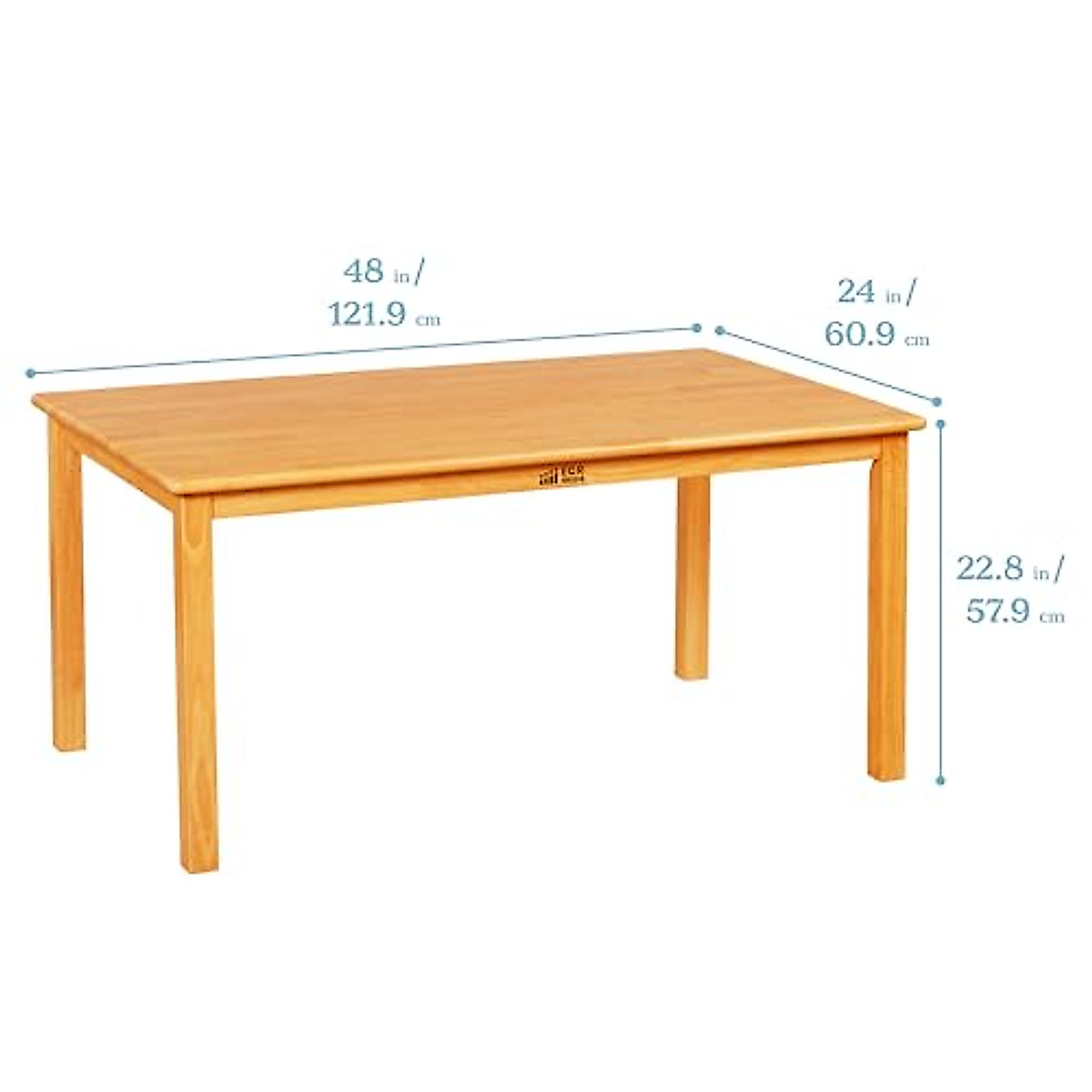 ECR4Kids 24in x 48in Rectangular Hardwood Table with 22in Legs, Kids Furniture, Honey