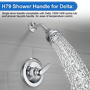 H79 Shower Handle Compatible with Delta Tub & Shower Single Metal Lever Handle, for Delta 1300/1400 Series Faucet Handle Replacement Chrome, Shower Replacement Parts with Screw & Wrench