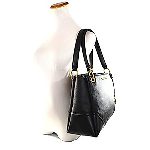 Michael Kors Women's Nicole Large Shoulder Bag Tote Purse Handbag (Black Leather)