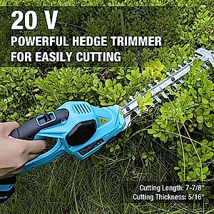 DURATECH 20V Cordless Hedge Trimmer Grass Shears Combo, 2-in-1 Handheld Shrubbery Hedge Trimmer Electric Rechargeable Grass Cutter for Garden - 2.0 Ah Lithium-Ion Battery and Quick Charger Included