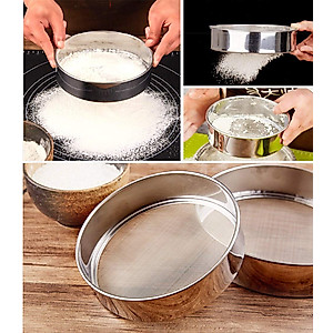 AMPSEVEN Flour Sifter for Baking - Stainless Steel 40 Mesh Small Tamis 6inch Round Sifter,Mini Fine Mesh Flour Sieve(6 Inch, 40m Mesh)