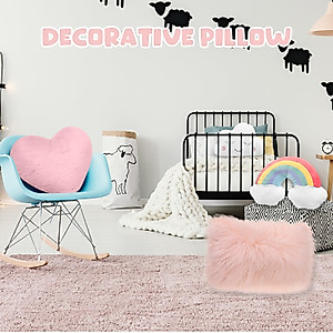 Geetery Set of 4 Decorative Throw Pillow for Girl Heart Cloud Rainbow Pillow Fluffy Plush Soft Stuffed Pillows for Living Room Bedroom Playroom Bed Sofa Chair Floor Decors