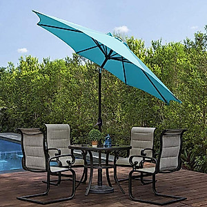 Grand patio 9 FT Enhanced Patio Umbrella with 8 Ribs, Table Market Umbrella with Crank/Tilt, Outdoor Shades for Pool Garden Yard Deck Beach, Blue