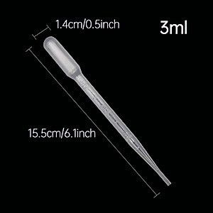 3ml Transfer Pipettes, 100PCS Plastic Disposable Transfer Pipettes Liquid Dropper Plastic Calibrated Dropper Pipetting Clear White