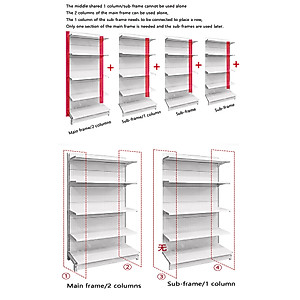YUZDNM Retail Gondola Shelving Wall Display Rack - Supermarket Shelves, Convenience Combination Shelves，for Retail Convenience Grocery Office Supply Or Liquor Stores(White,90 * 43 * 135cm)