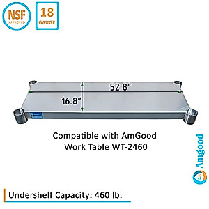 Additional Undershelf for AmGood Work Table (24" X 60")