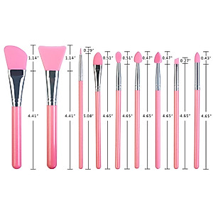 LORMAY 9 Pcs Silicone Makeup Brush Set: Applicator for Face Care, Eyeliner, Eyebrow, Eye Shadow, Lip Makeup and UV Epoxy Resin Crafts (Pink)