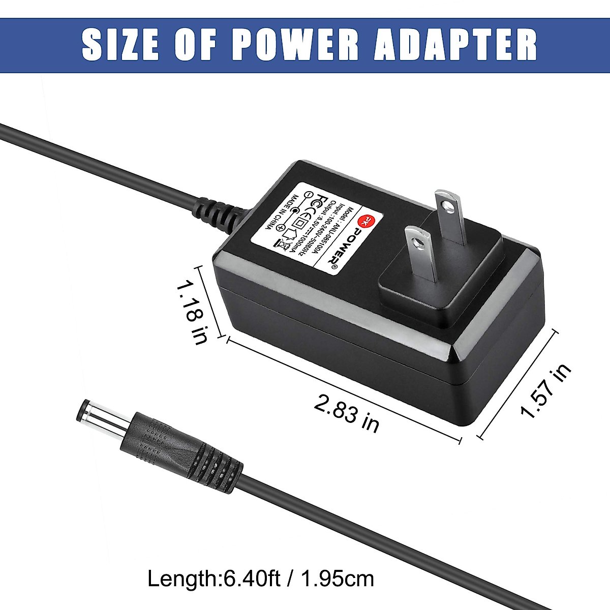PK Power PW-CT-9V DC Power Adapter –Minimize Need to Change Batteries on Pedalboard and Other Devices Requiring 9V – 1000mA Max Current – Center Negative with 6.6FT Cord Power Supply